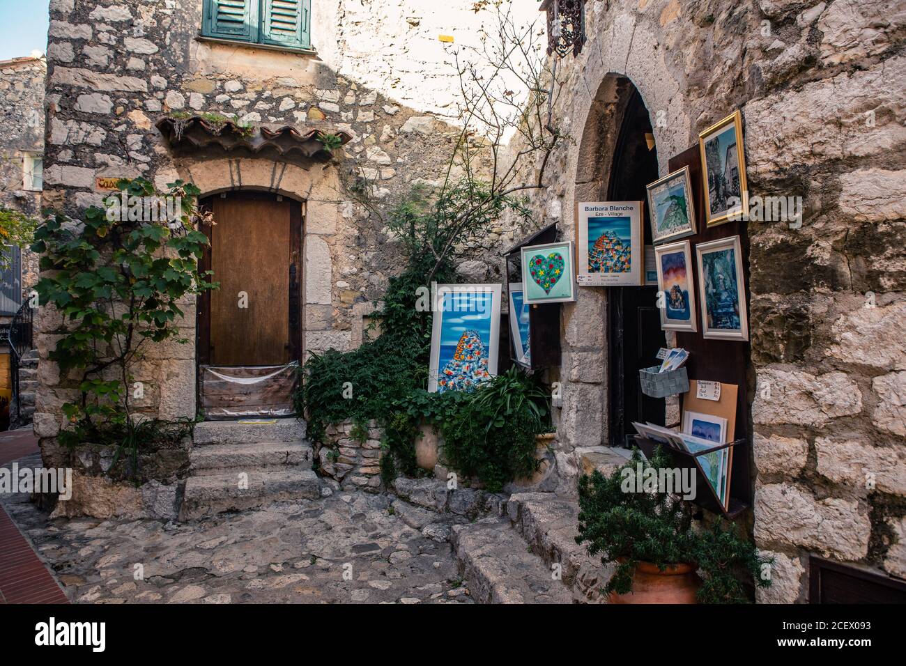 Street view of the architectures in Eze town, Provence Stock Photo - Alamy