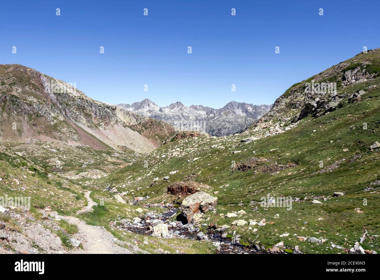 Hiking path in High Pyrenees, The Pyrenees National Park, France ...