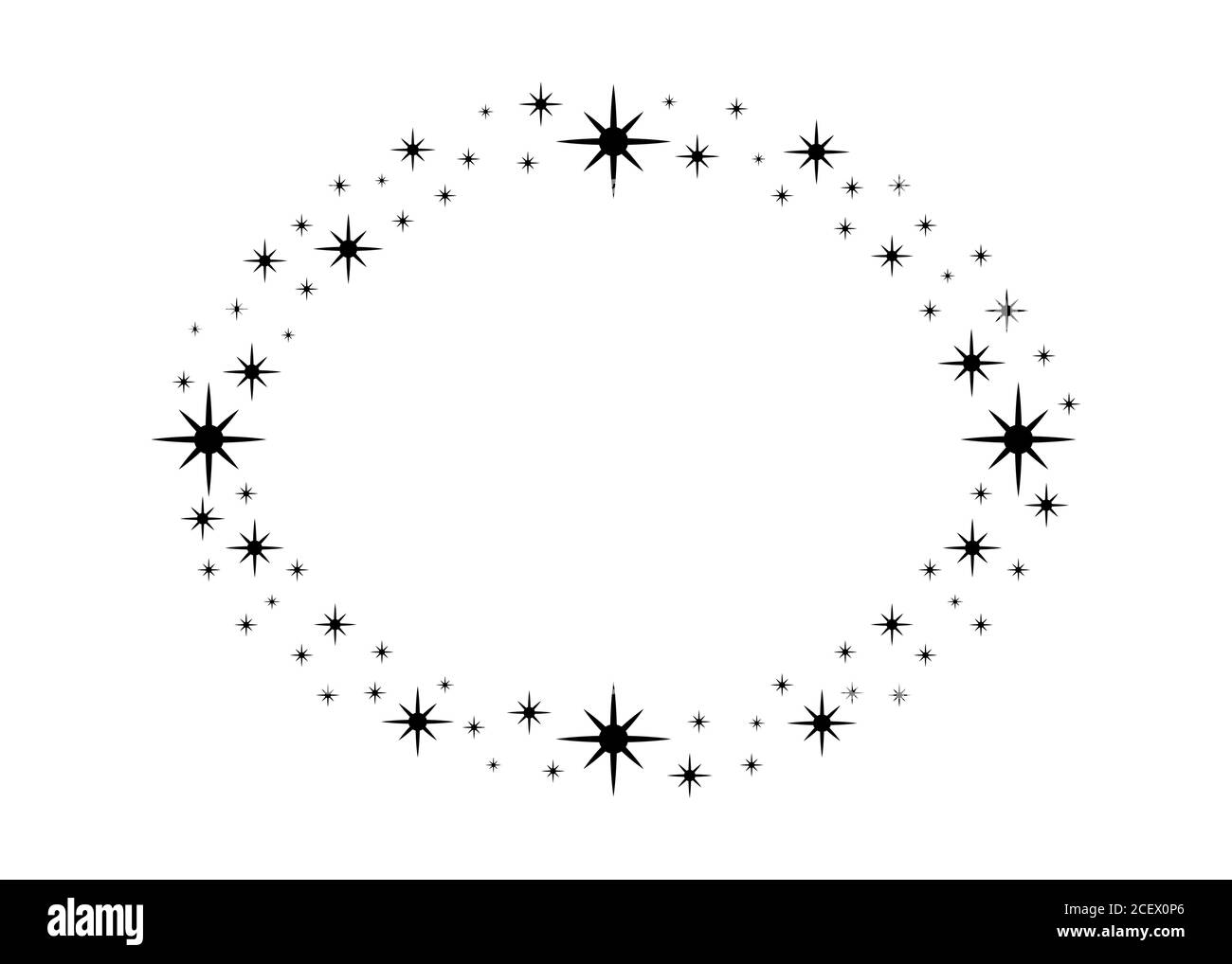Vector circle star frame. Wreath for design, logo template. Stardust ...