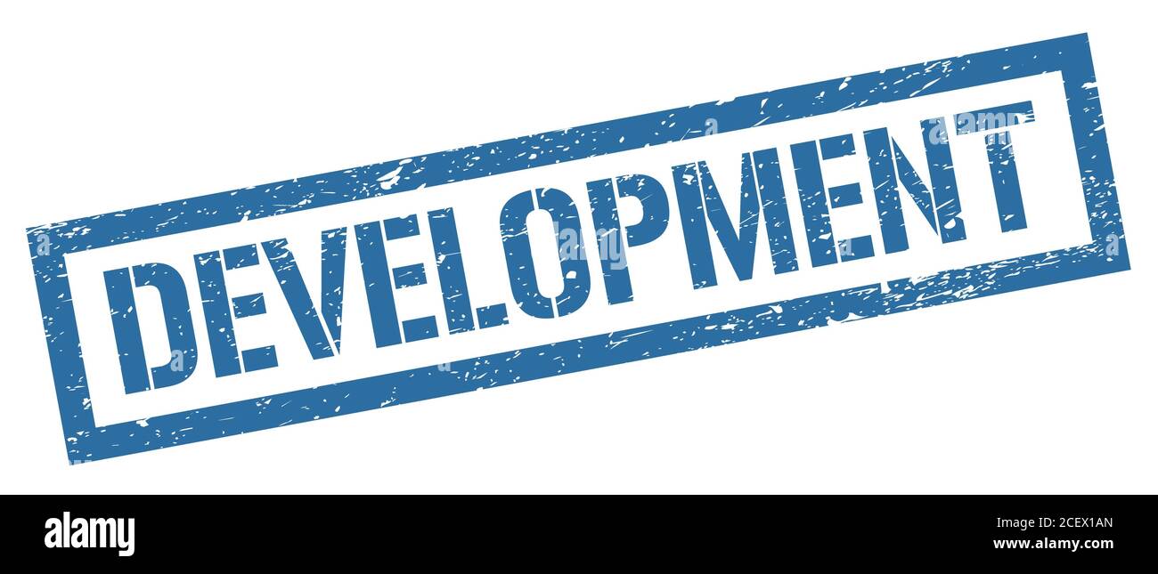DEVELOPMENT blue grungy rectangle stamp sign Stock Photo - Alamy