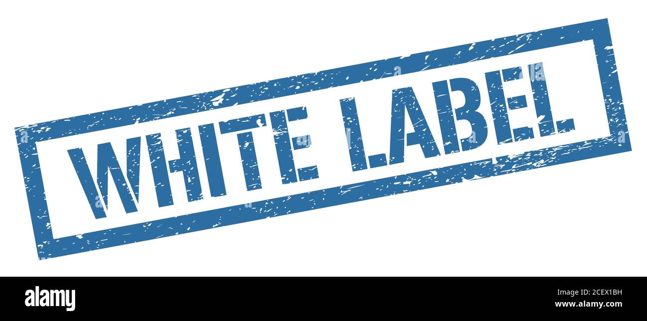 WHITE LABEL blue grungy rectangle stamp sign Stock Photo - Alamy