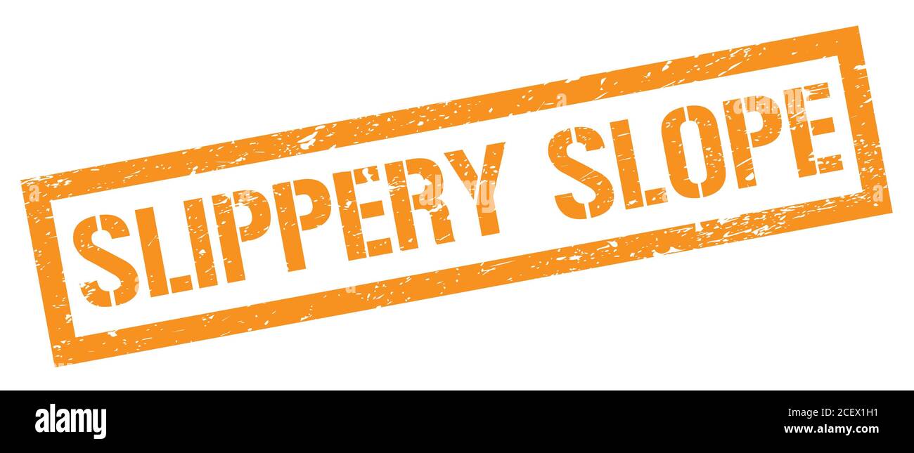 SLIPPERY SLOPE orange grungy rectangle stamp sign Stock Photo - Alamy