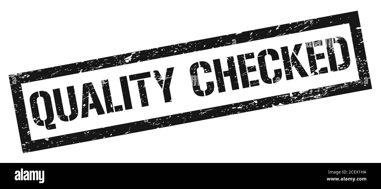 QUALITY CHECKED black grungy rectangle stamp sign Stock Photo - Alamy