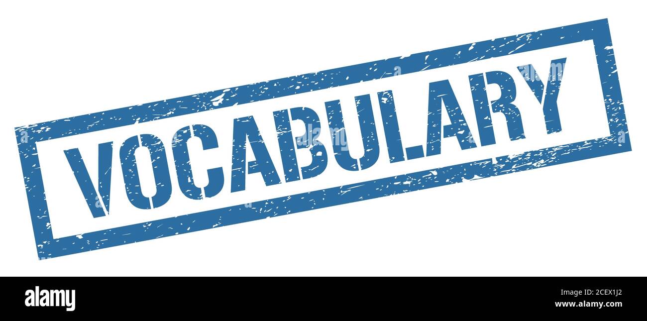 VOCABULARY blue grungy rectangle stamp sign Stock Photo - Alamy