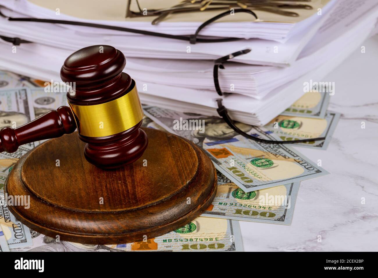 Justice lawyers desk judge's hammer, file folder law office working law ...