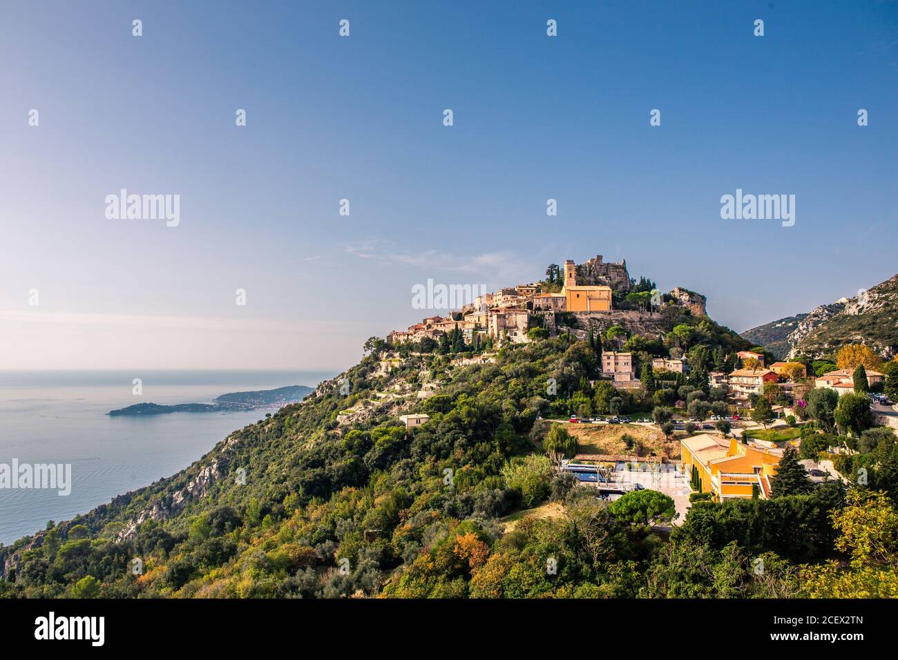 The panorama view of the architecture in Eze, a small town on the top ...