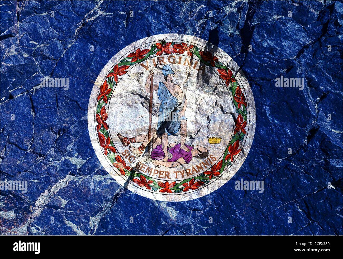 National flag of the American state of Virginia on a blue background ...