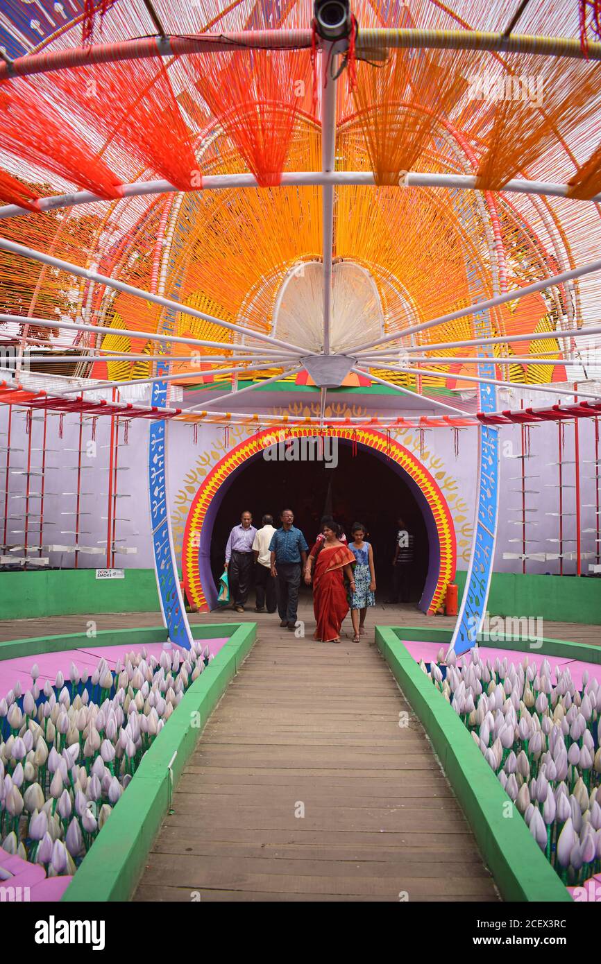Picture of decorated Durga Puja pandal, Durga Puja is biggest religious ...