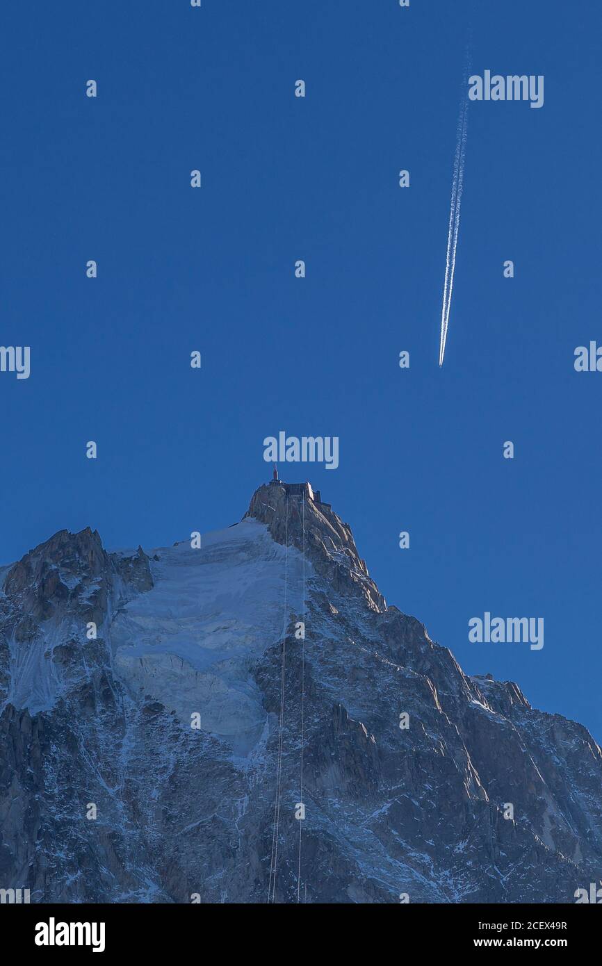 A plane fly over Mont Blanc in Alps, France Stock Photo - Alamy