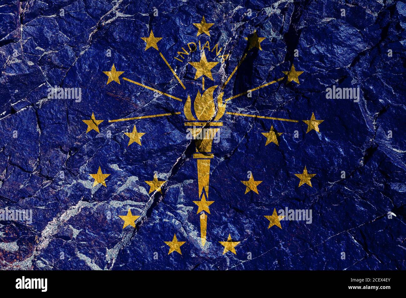 The national flag of the American state of Indiana with a yellow torch ...