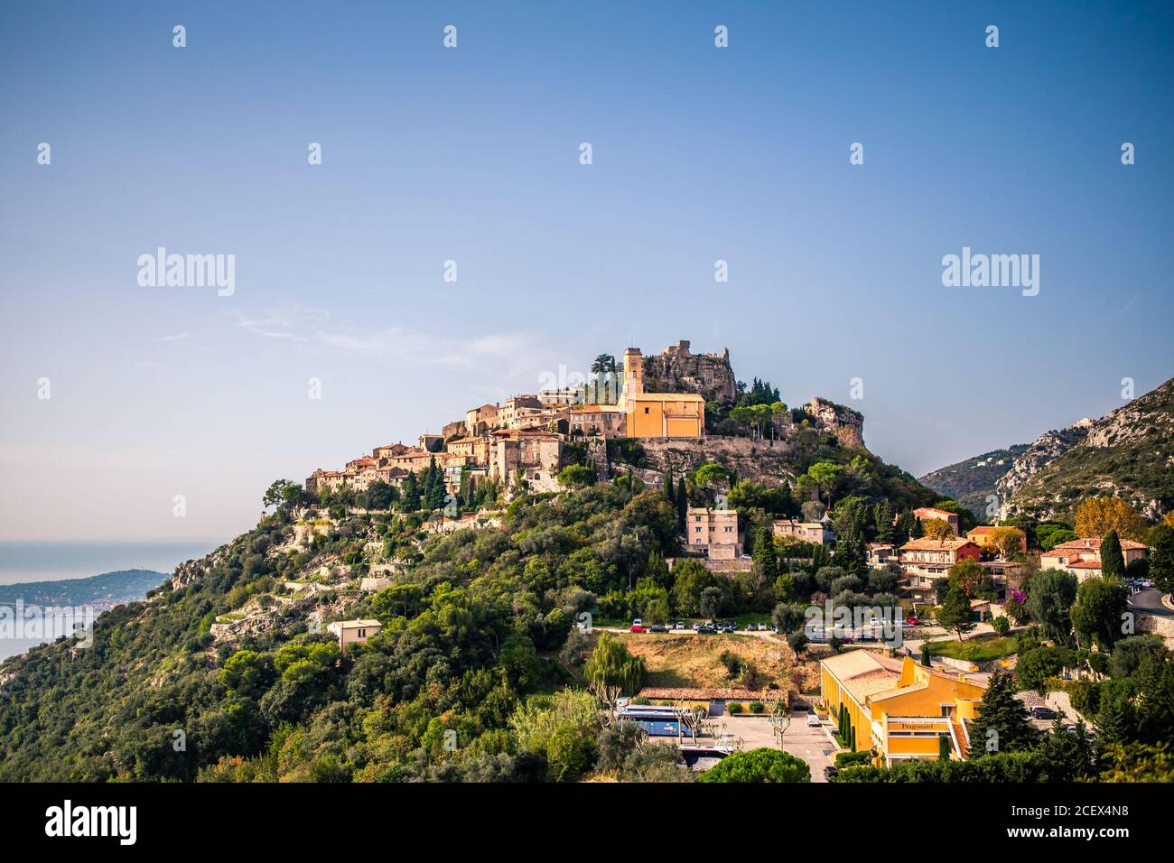 The panorama view of the architecture in Eze, a small town on the top ...
