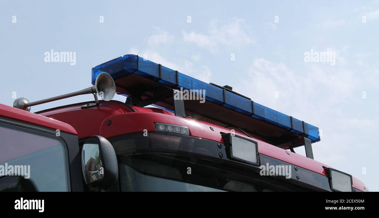The Lights and Siren on an Emergency Fire Engine Stock Photo - Alamy