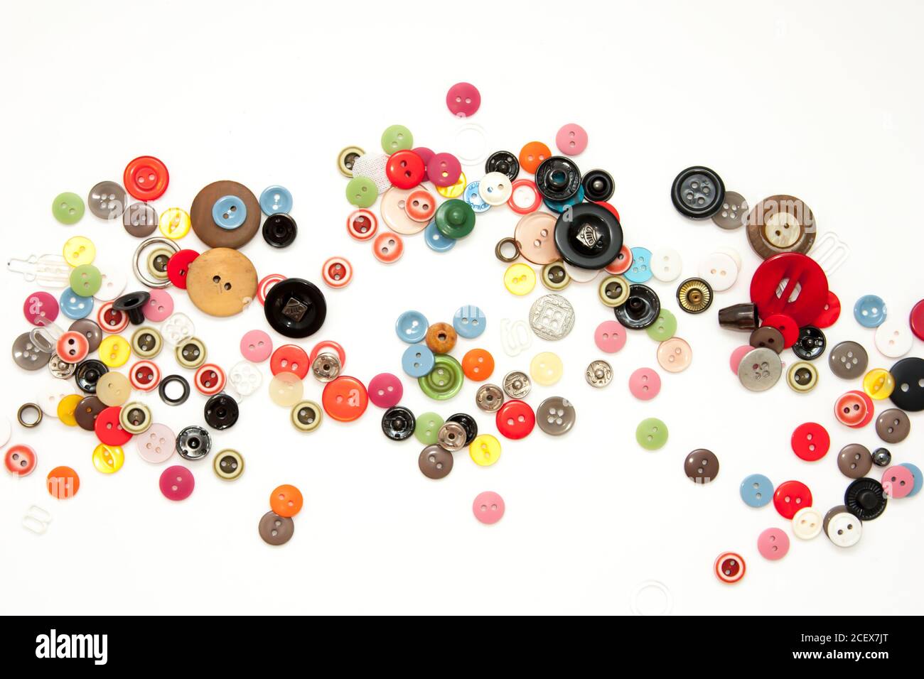 Flat lay with colorful sewing buttons, mock up, top view. Layout ...