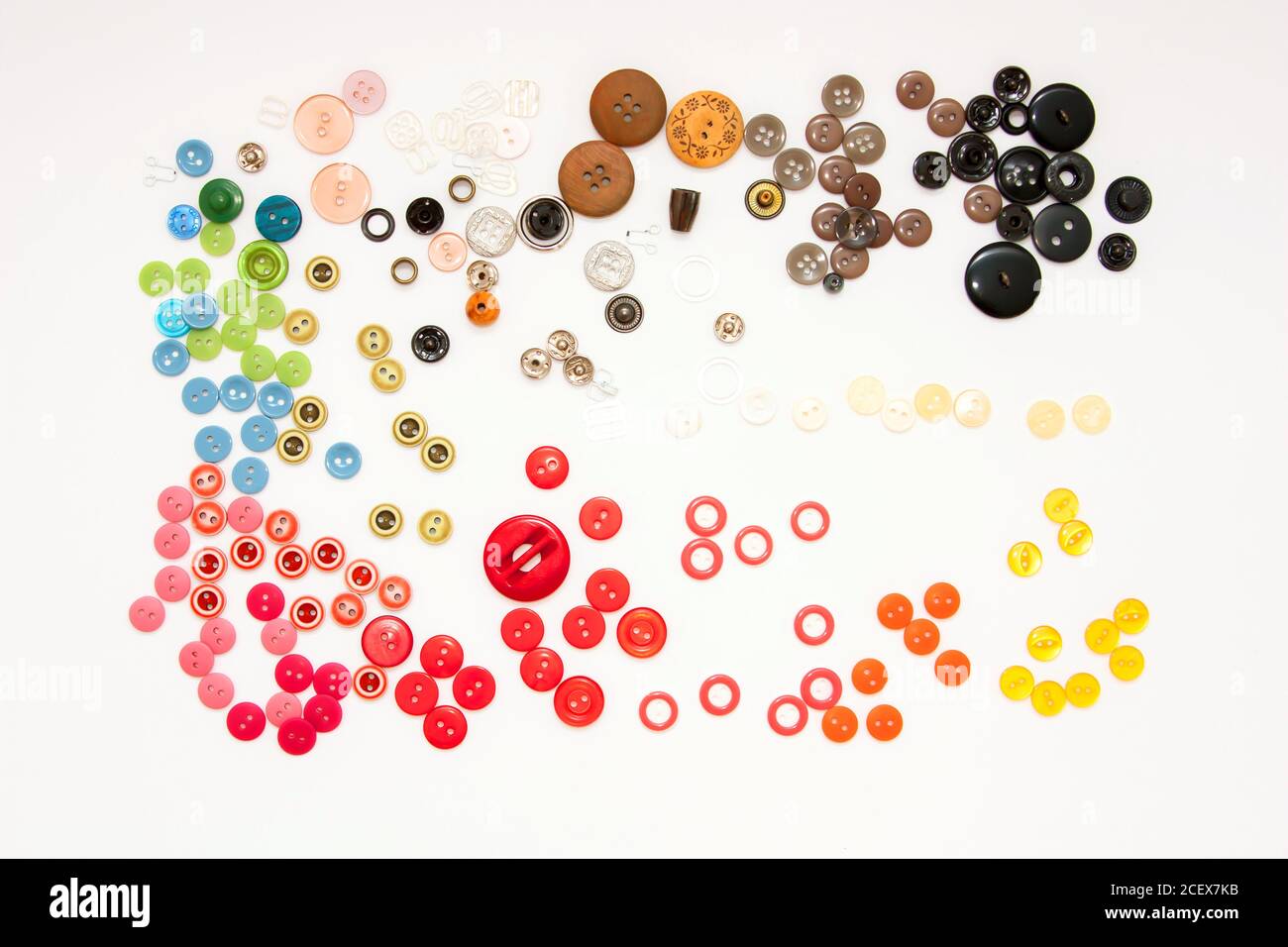 Flat lay with colorful sewing buttons, mock up, top view. Layout ...