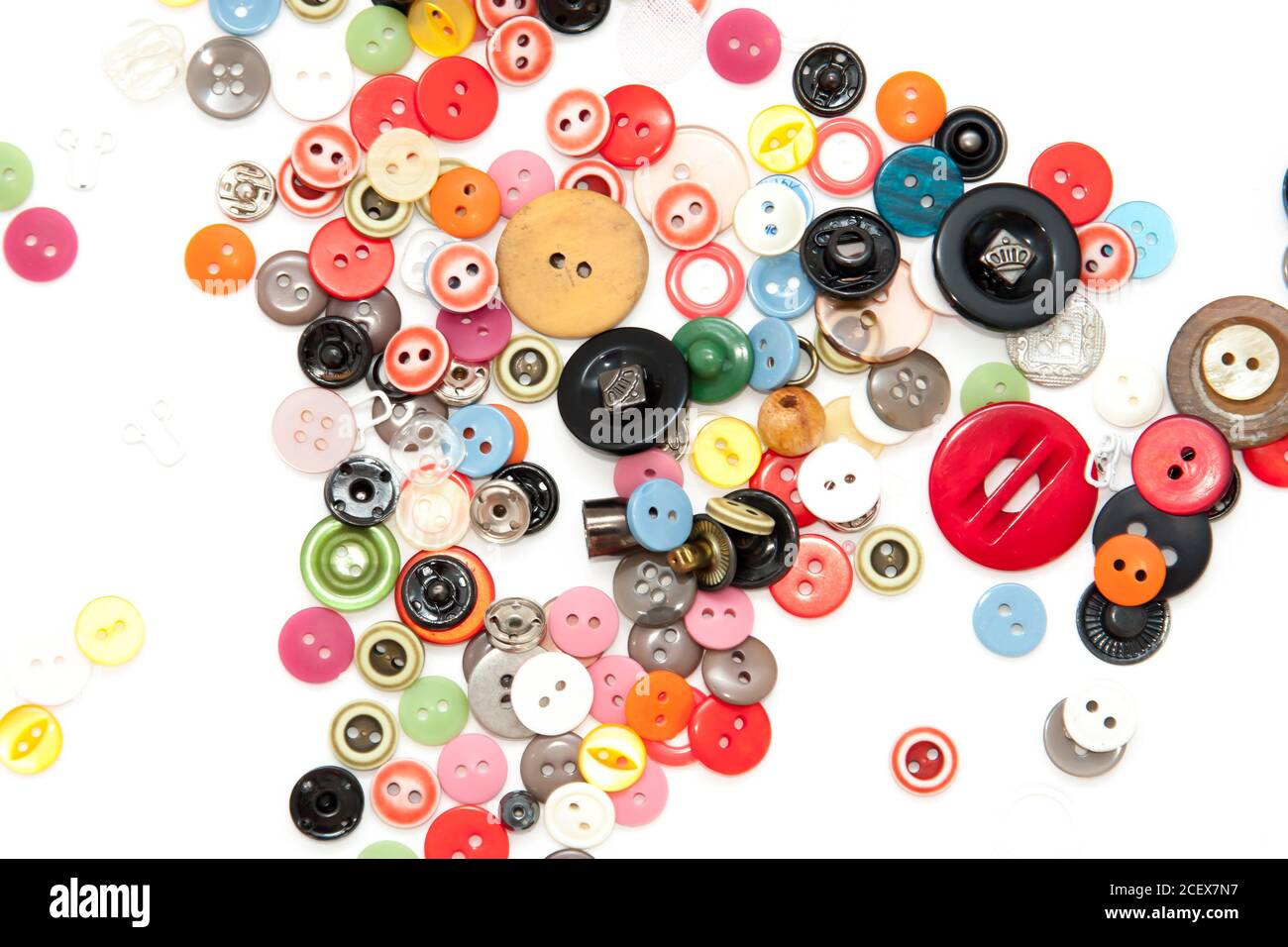 Flat lay with colorful sewing buttons, mock up, top view. Layout ...