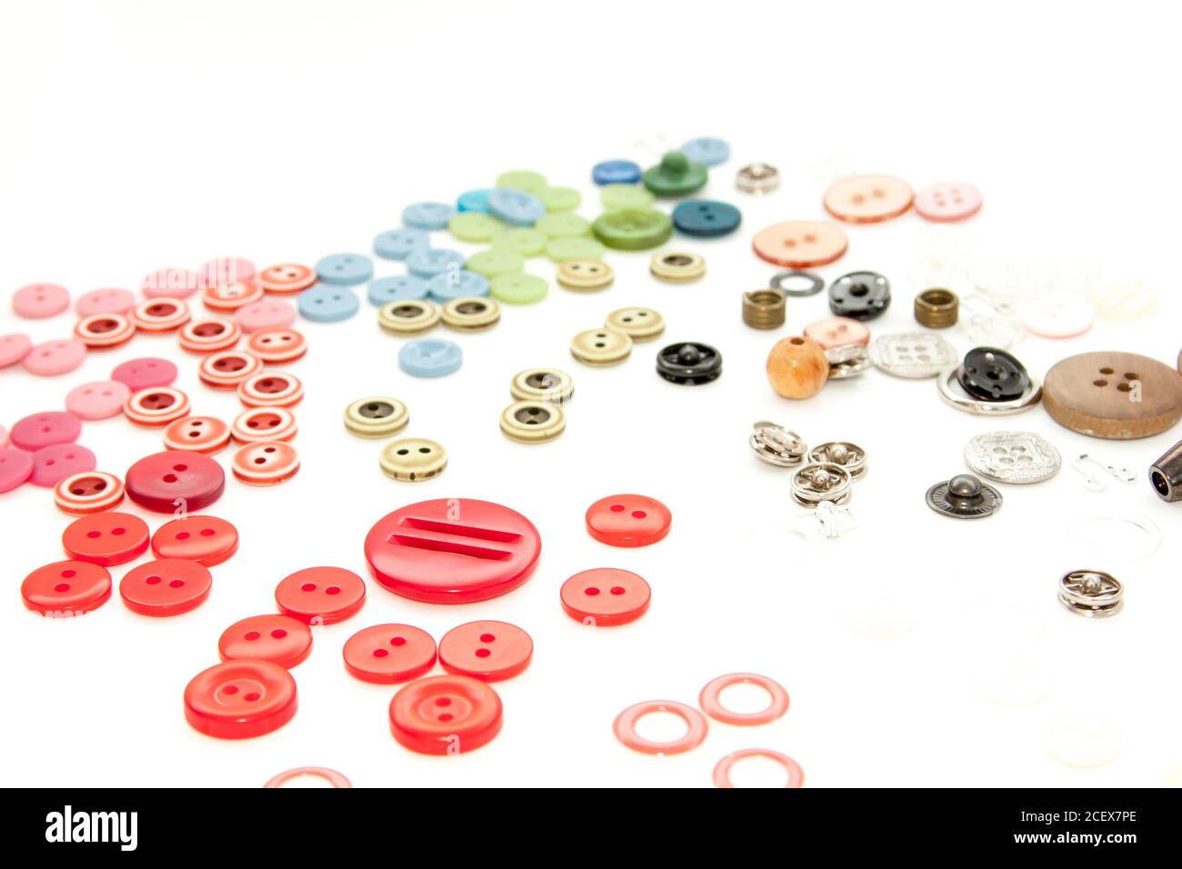 Flat lay with colorful sewing buttons, mock up, top view. Layout ...