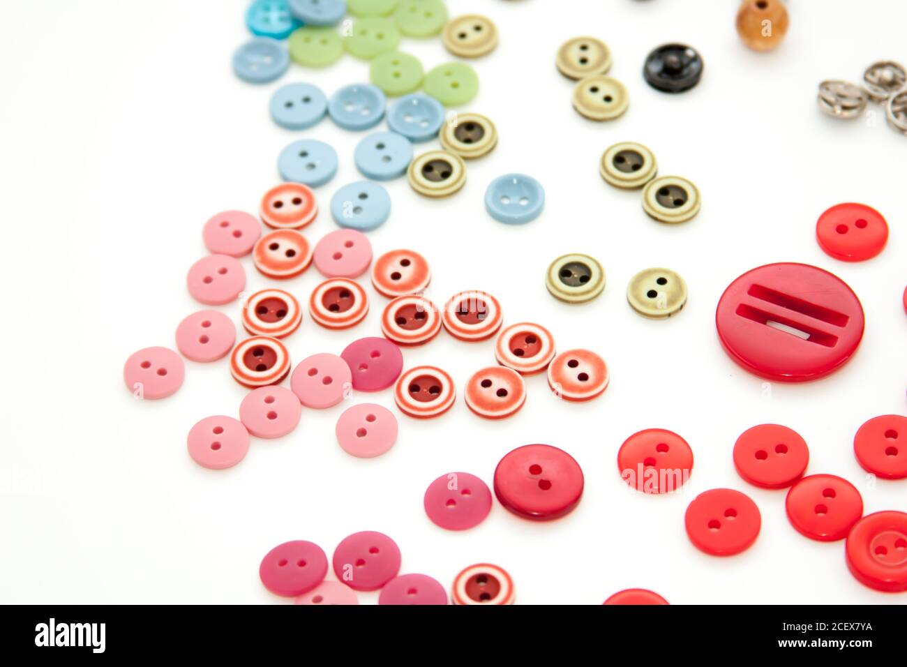 Flat lay with colorful sewing buttons, mock up, top view. Layout ...