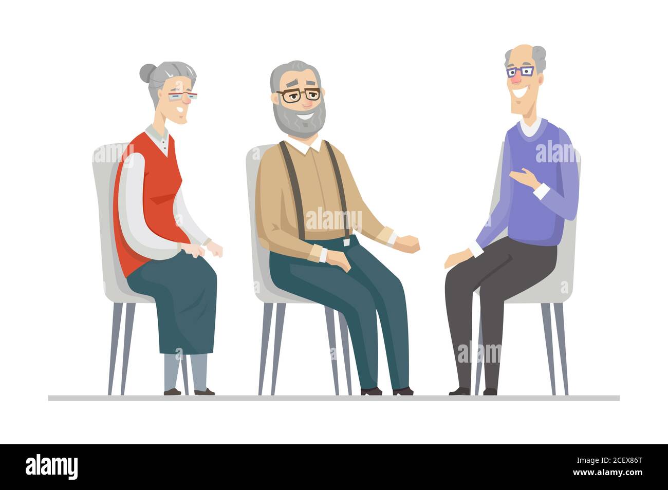 Senior people talking - flat design style illustration Stock Vector ...