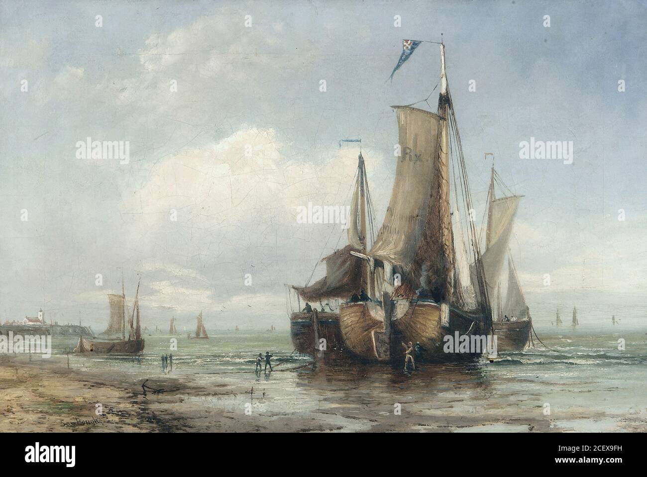Bough Samuel - Fishing Vessels Ashore - British School - 19th Century ...