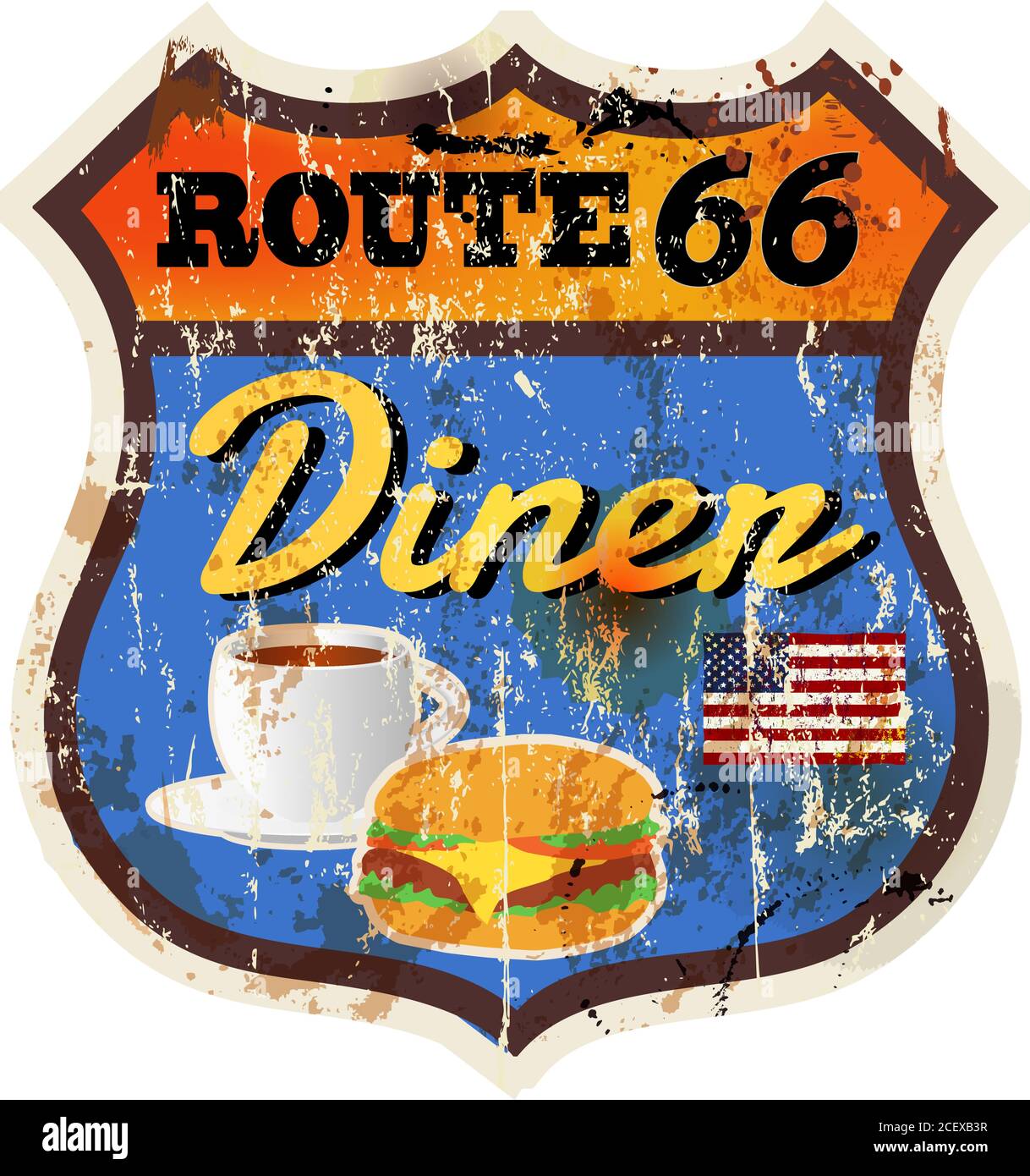 Vintage route 66 diner sign,old fast food restaurant advertsing sign ...