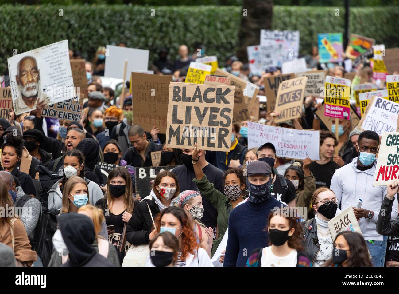 Marching crowd at the Million People March, London, 30 August 2020 ...