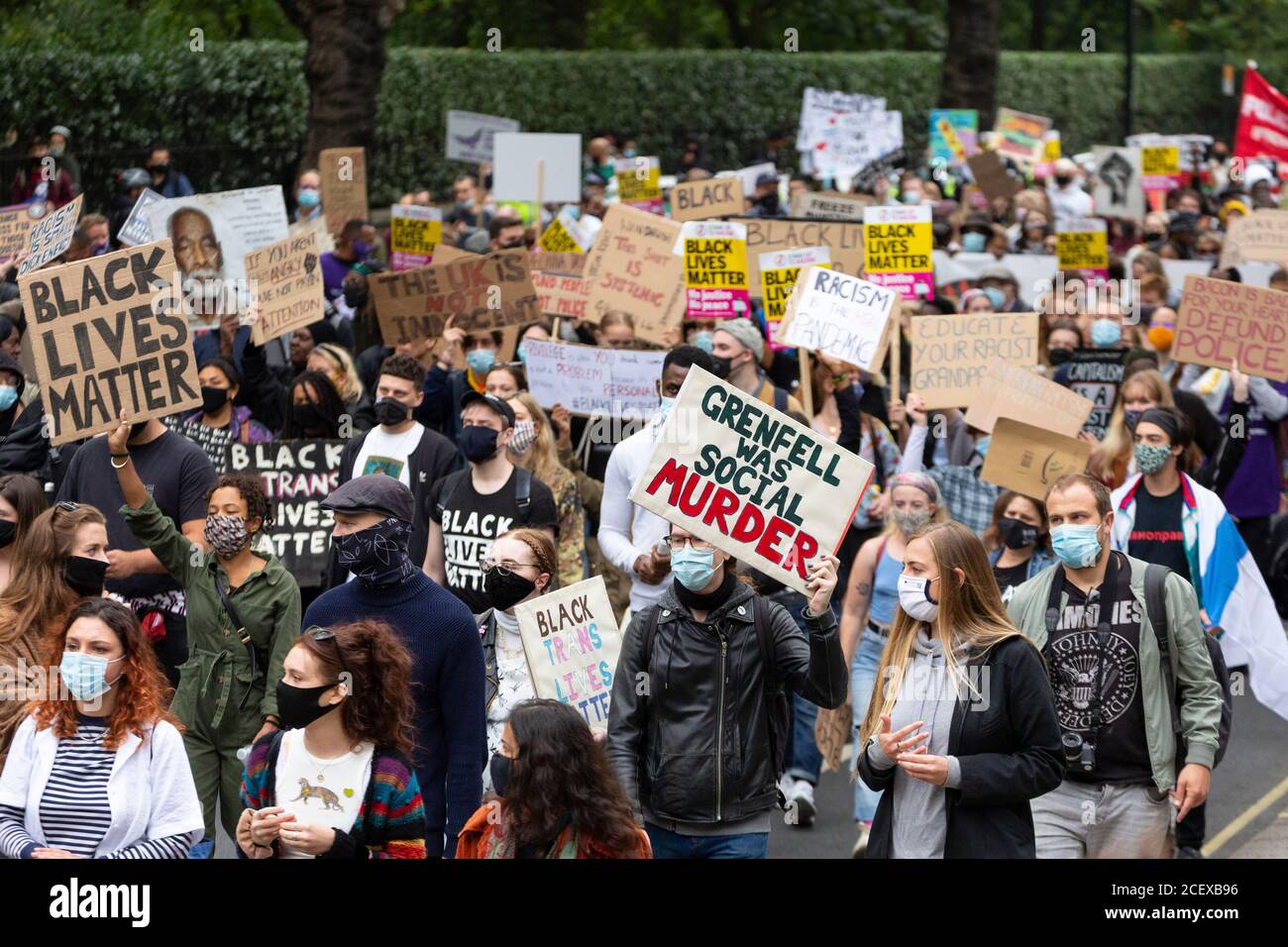 Marching crowd at the Million People March, London, 30 August 2020 ...