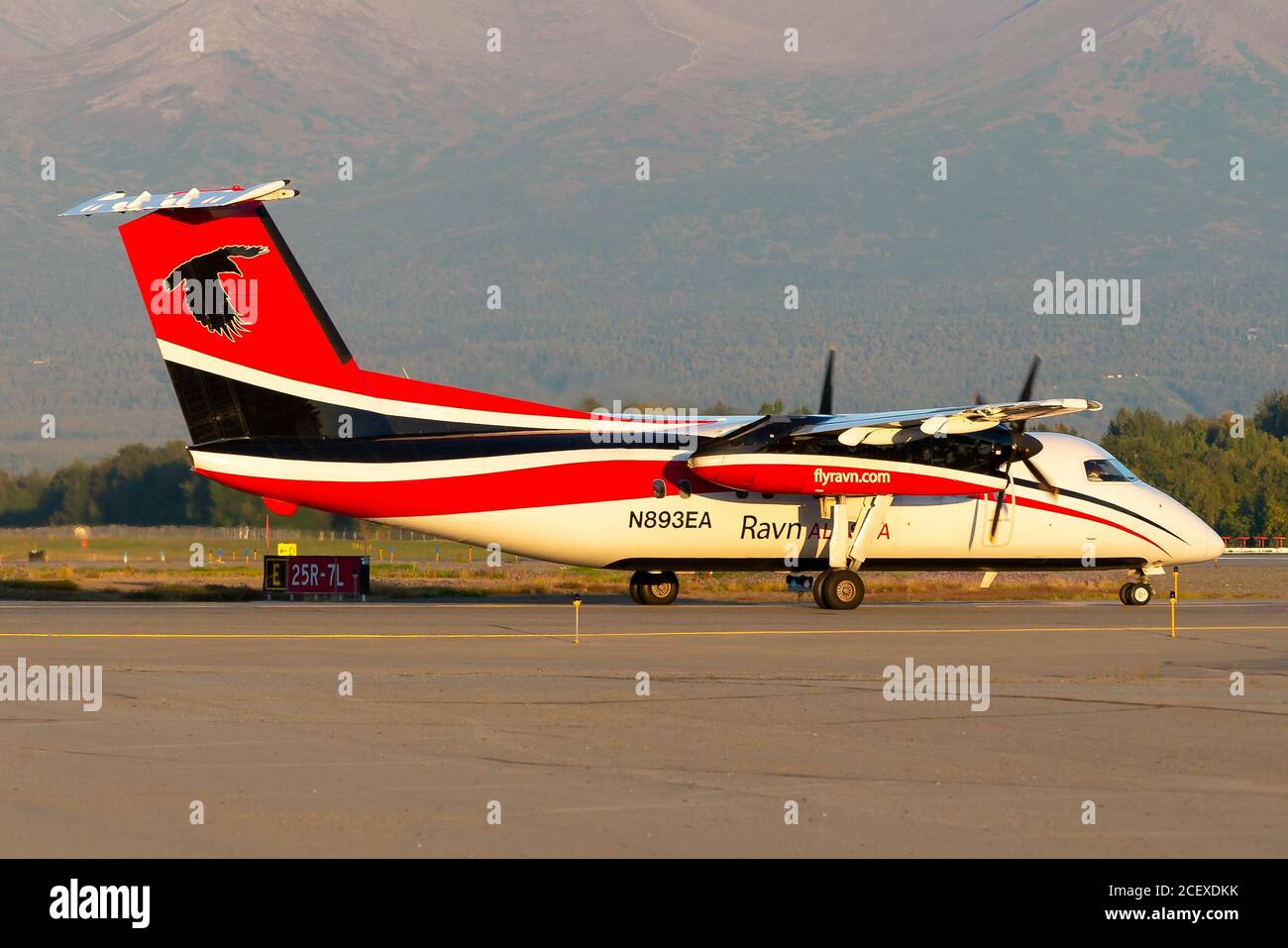 Ravn Alaska DHC-8 at Anchorage Airport. Small regional airline that ...