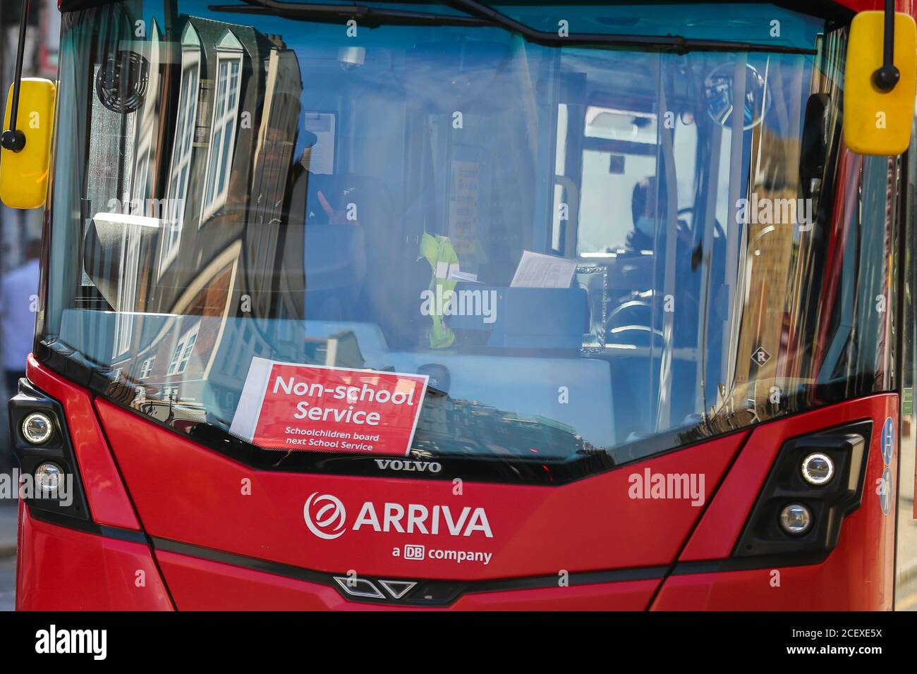 London, UK 2 Sept 2020 - A ‘Non-School Service’ sign displayed on the ...