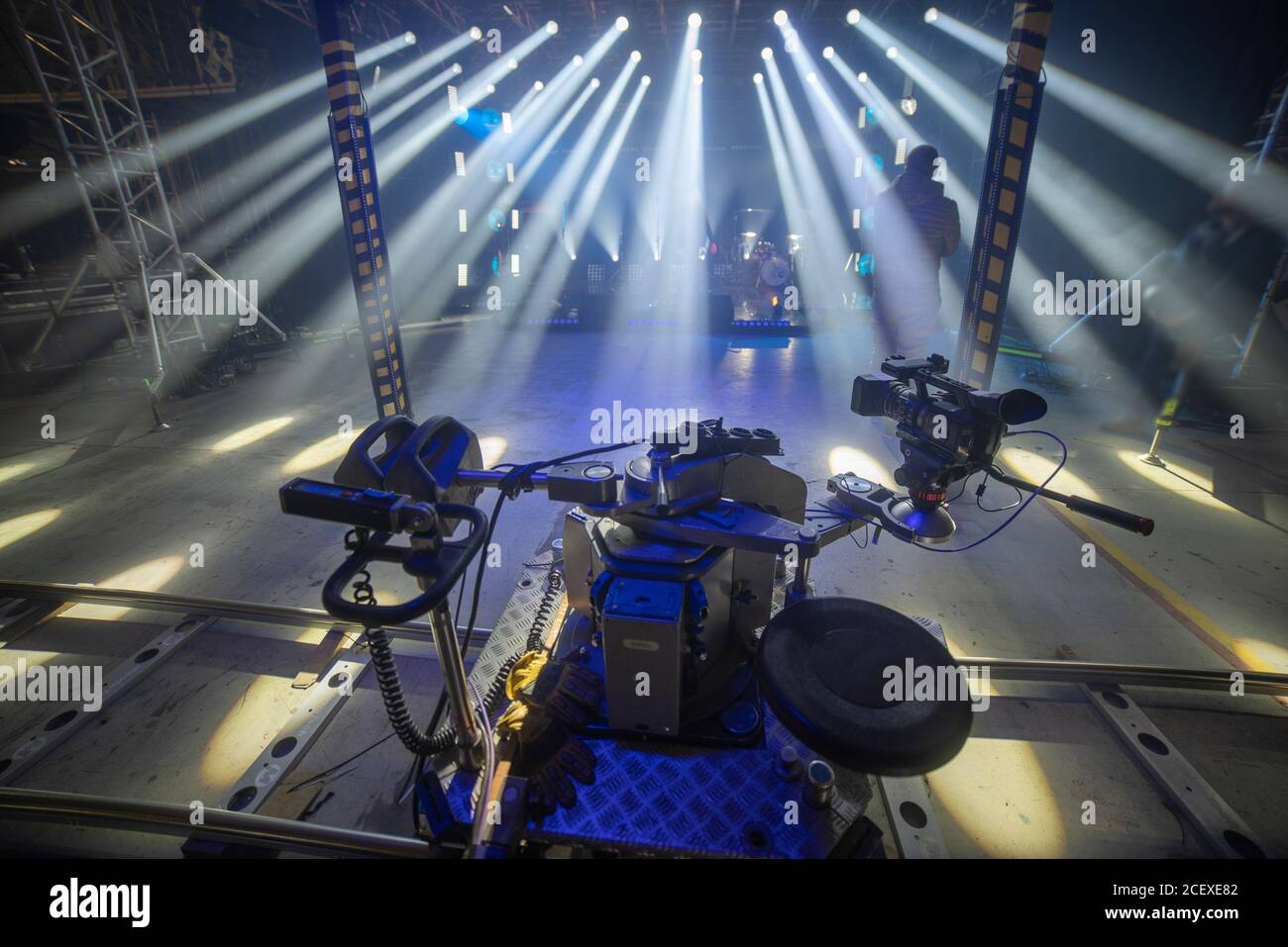 automatic cart for video shooting. TV show recording Stock Photo - Alamy