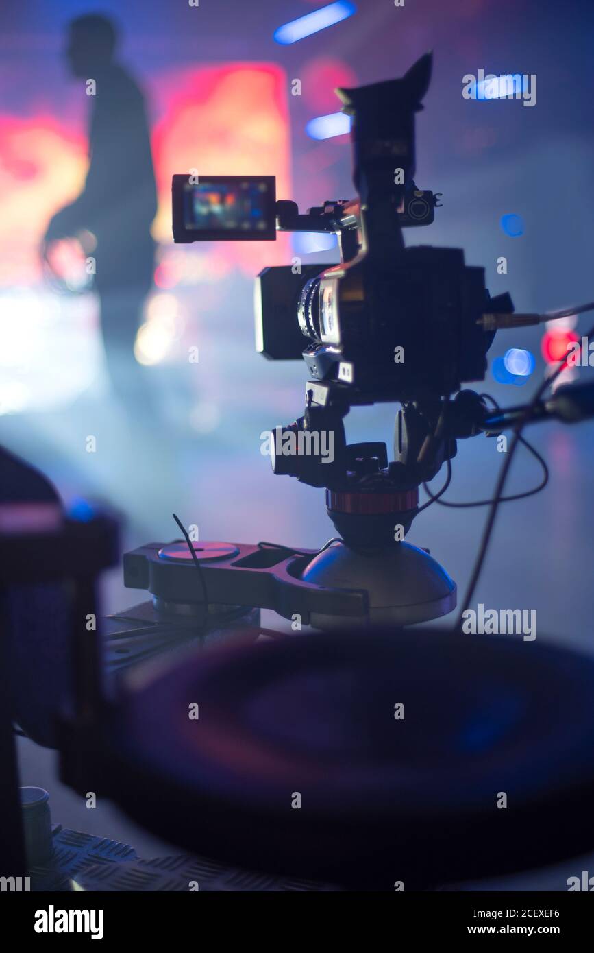 automatic cart for video shooting. TV show recording Stock Photo - Alamy