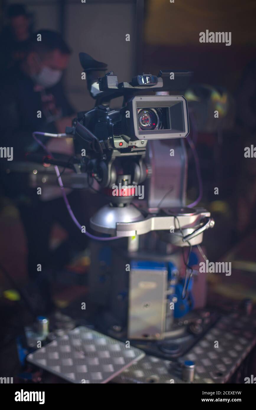 automatic cart for video shooting. TV show recording Stock Photo - Alamy