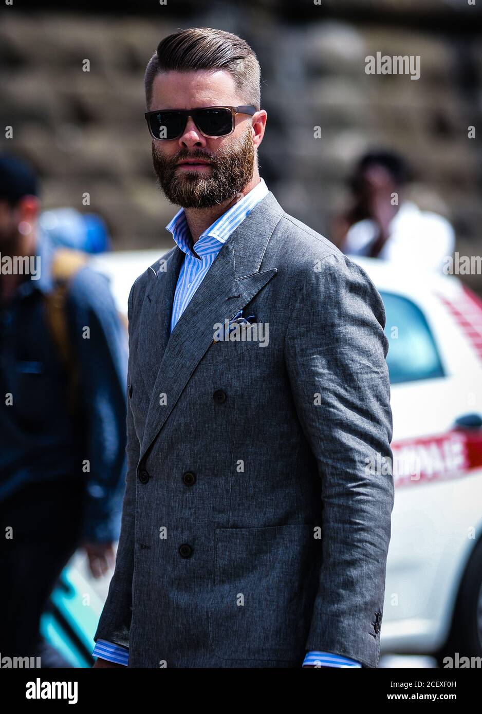 FLORENCE, Italy- June 12 2019: Jason Yeats on the street in Florence ...