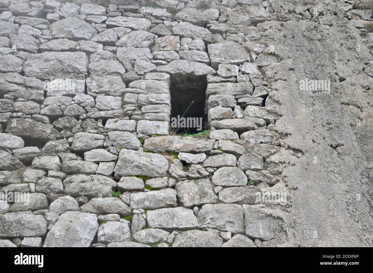 Stone Wall Texture. Large rough natural stone wall and hole for window ...
