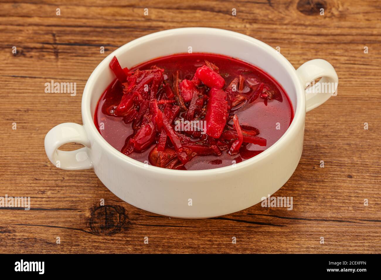 Russian traditional Borsch soup with cabbage and beef Stock Photo - Alamy