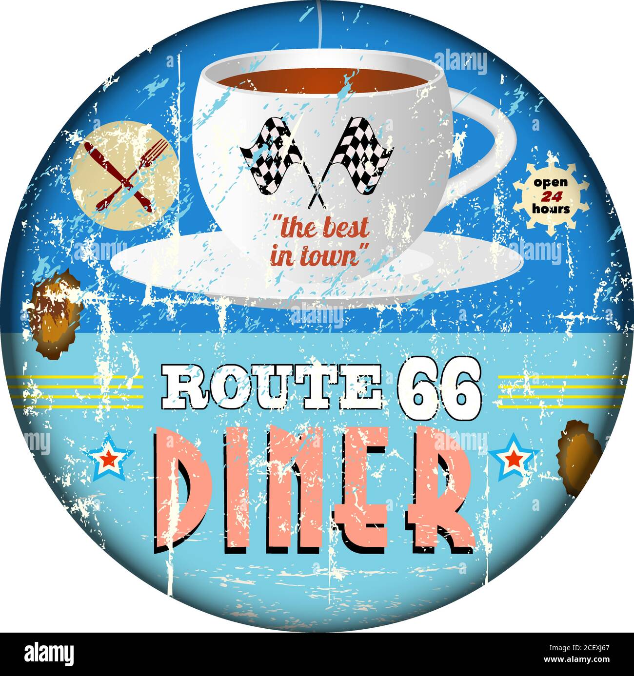 Vintage route 66 diner sign,old fast food restaurant advertsing sign ...