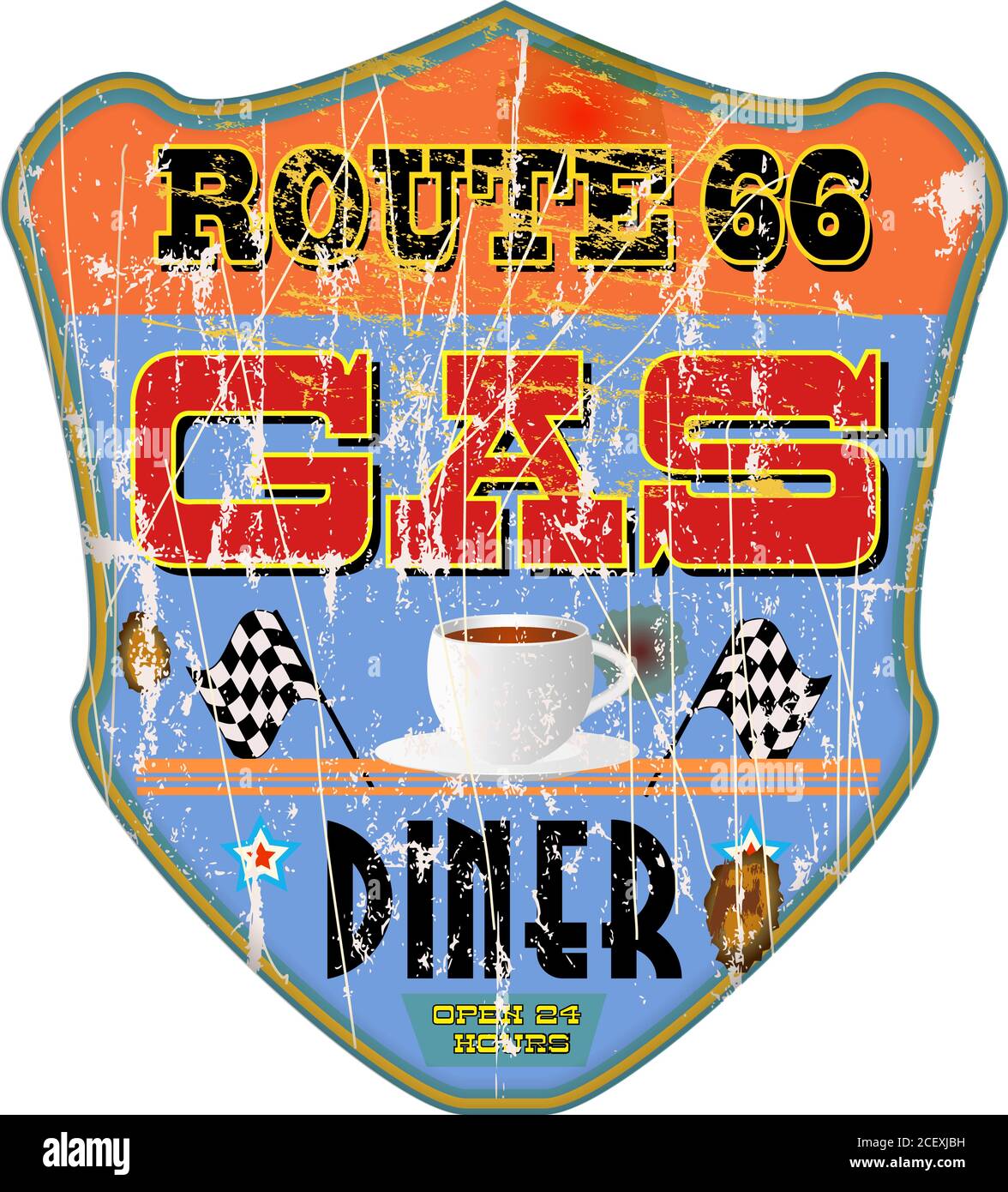 Vintage route 66 diner sign,old fast food restaurant advertsing sign ...