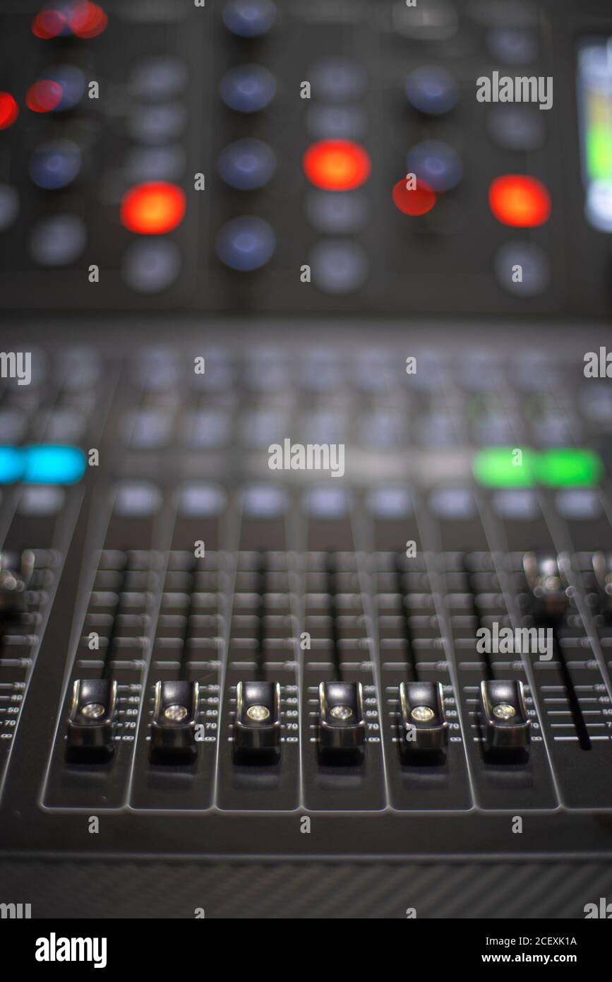 Sound panel for working in the studio and on TV projects Stock Photo ...