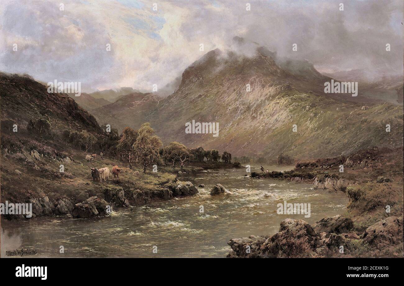 Breanski I Alfred De - Fishing in the Highlands - British School - 19th ...