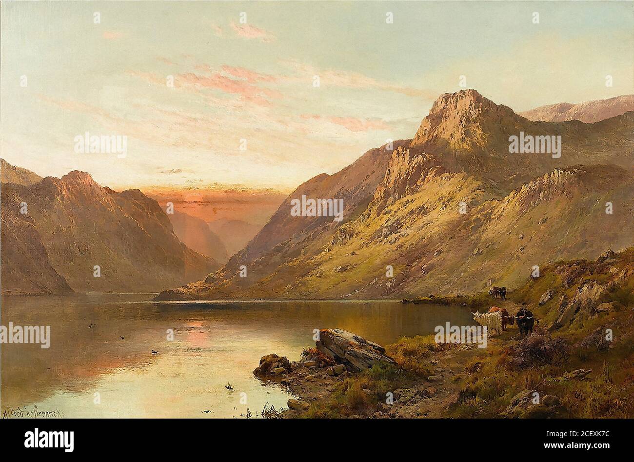 Breanski I Alfred De - Highland Cattle Beside a Loch - British School ...