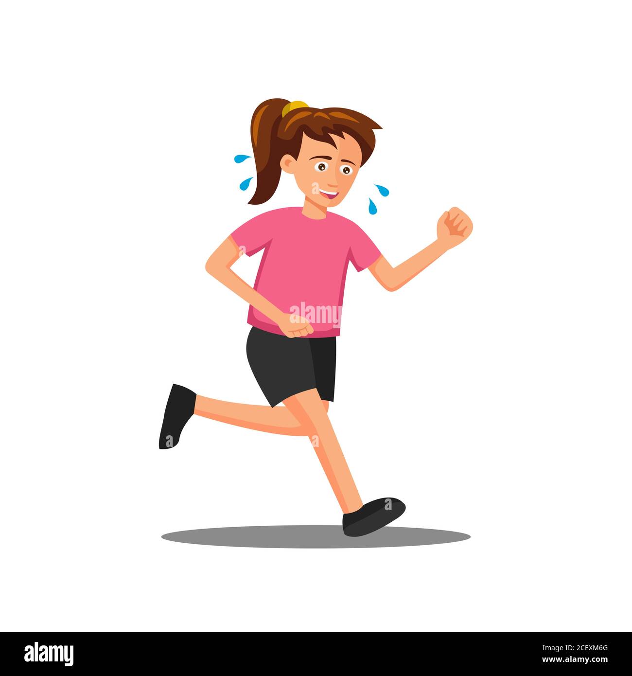 flat design of cartoon character of woman is run,vector illustration ...
