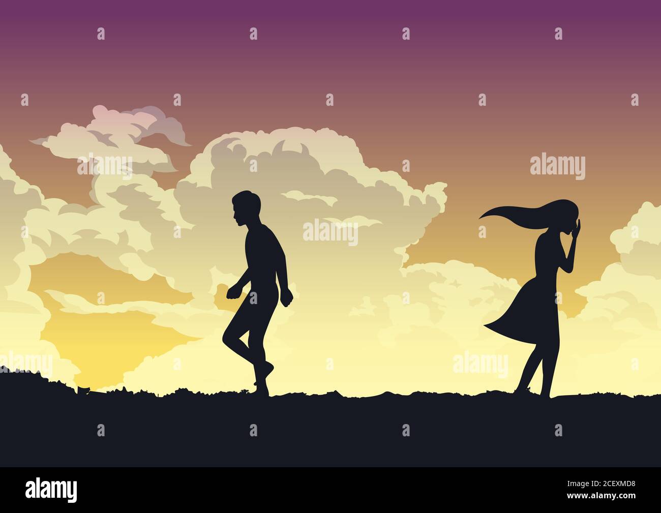 couple breaking up with sad emotion,vector illustration Stock Vector ...