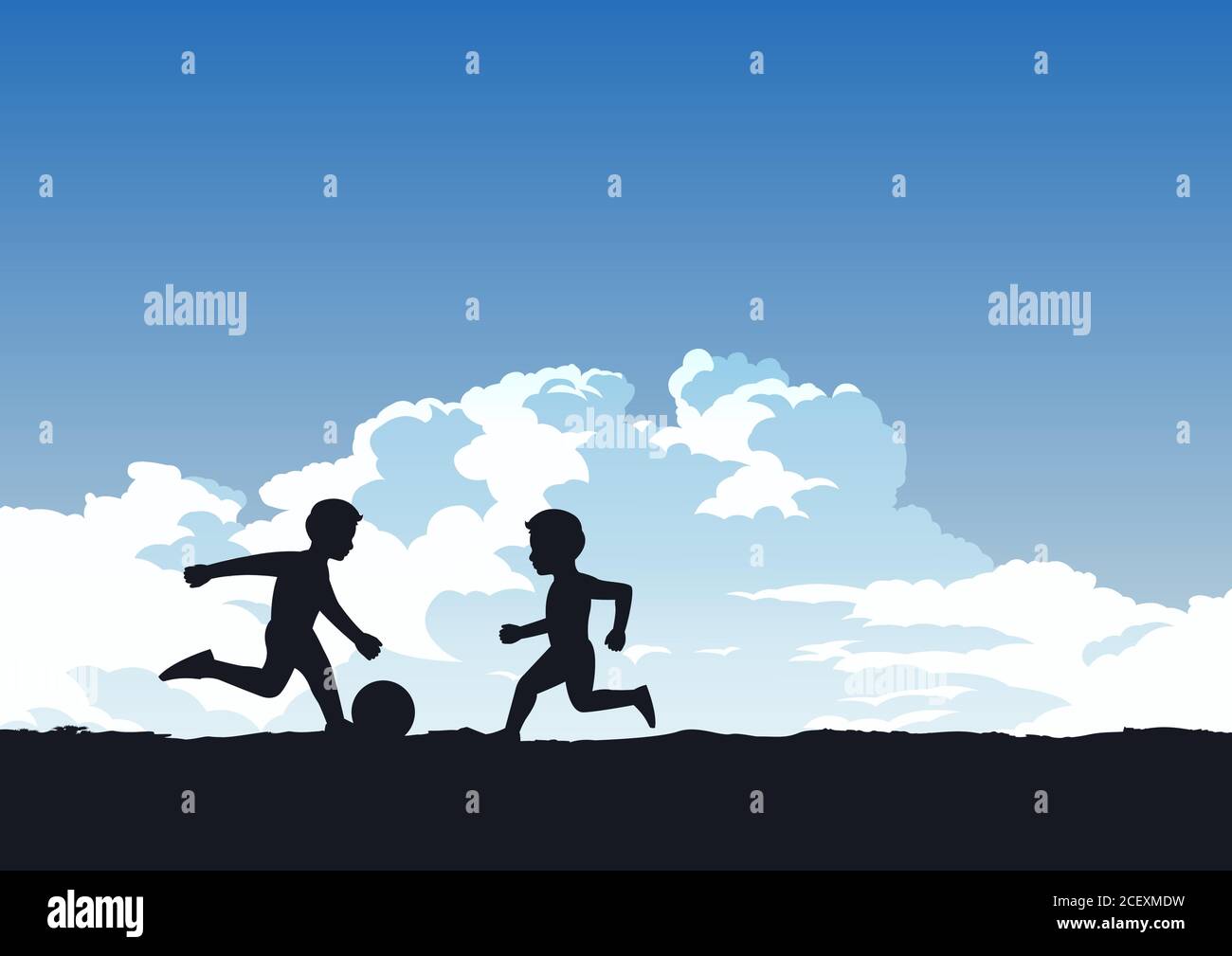 Two kids playing football Stock Vector Images - Alamy