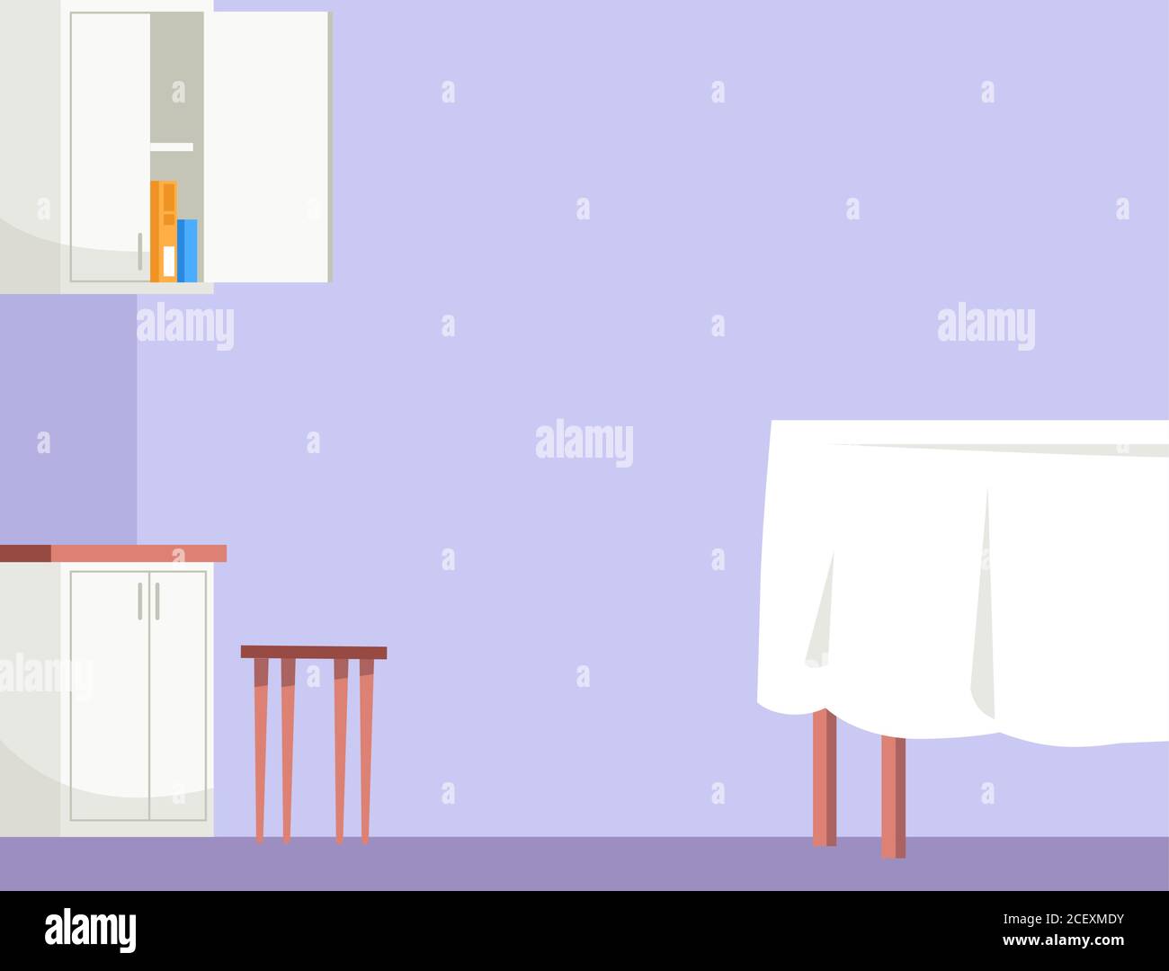 Empty dining room semi flat vector illustration Stock Vector Image ...