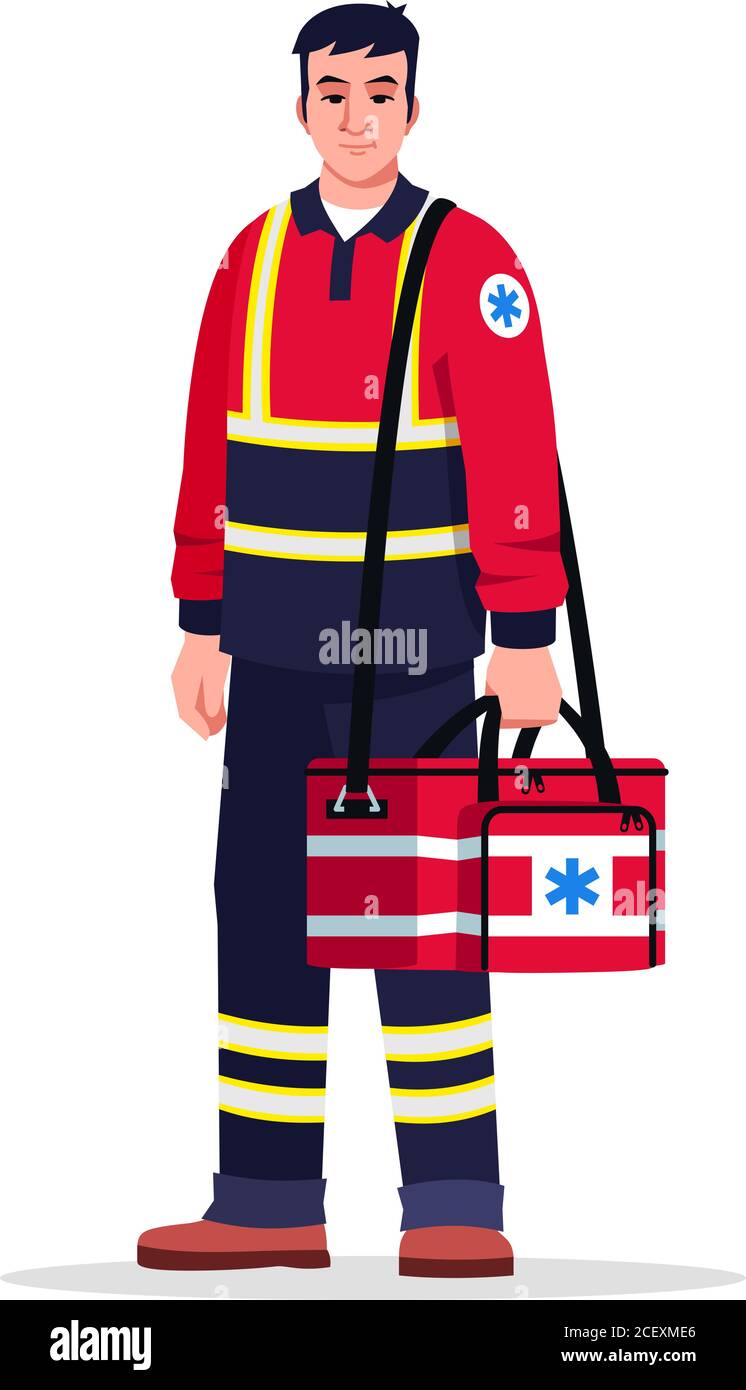 Paramedic semi flat RGB color vector illustration Stock Vector Image ...