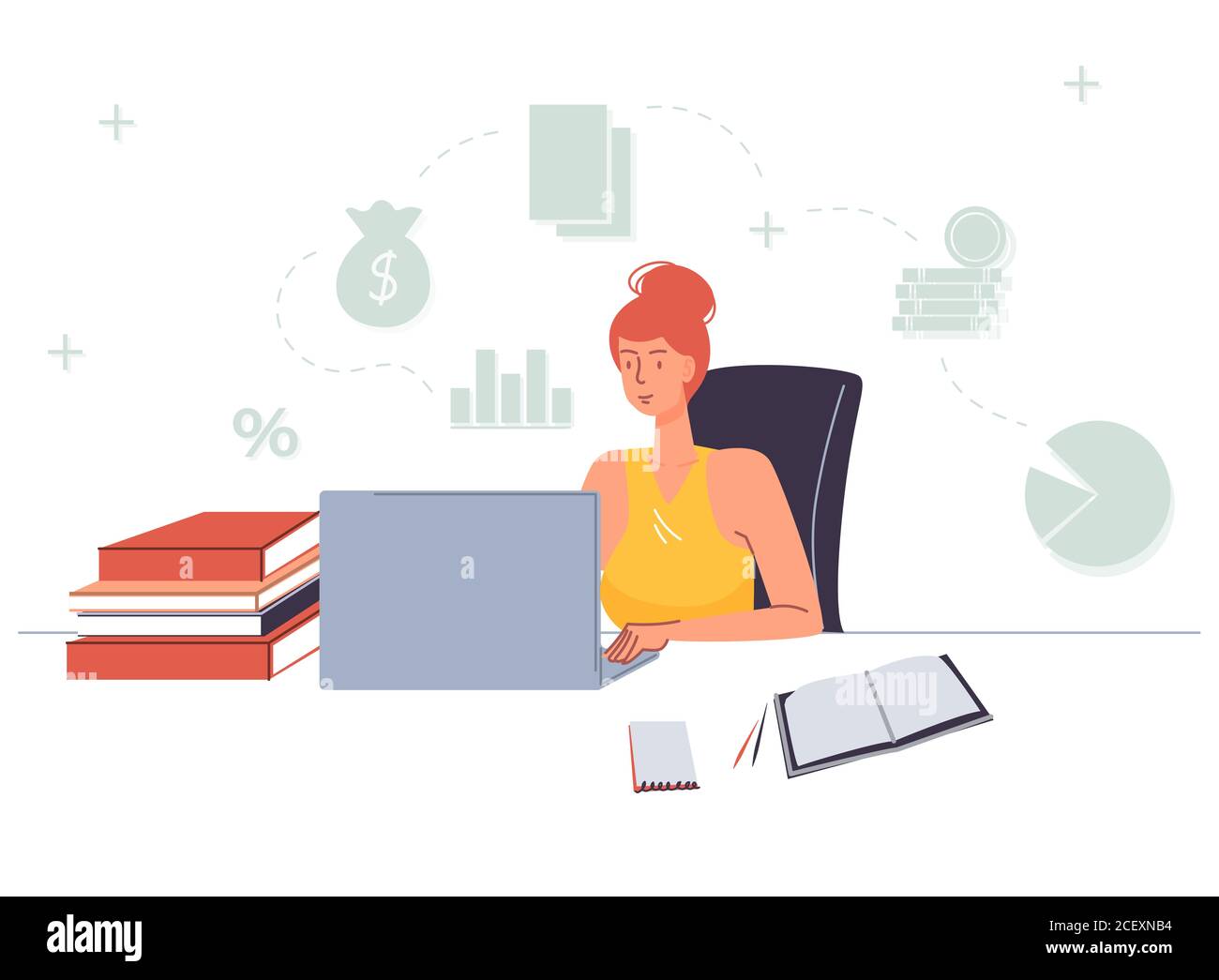 Businesswoman laptop remote work Stock Vector Images - Alamy