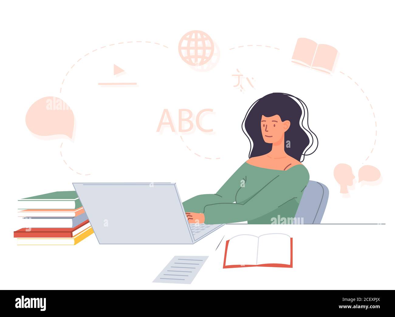 Studying english at home Stock Vector Images - Alamy