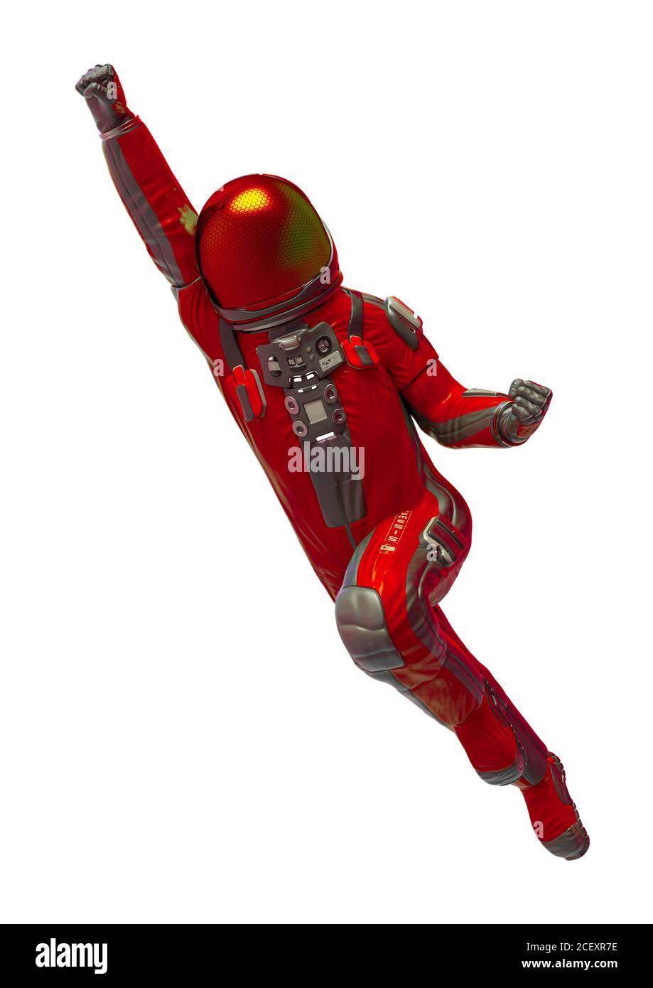 astronaut explorer in white background flying like a super hero, 3d ...