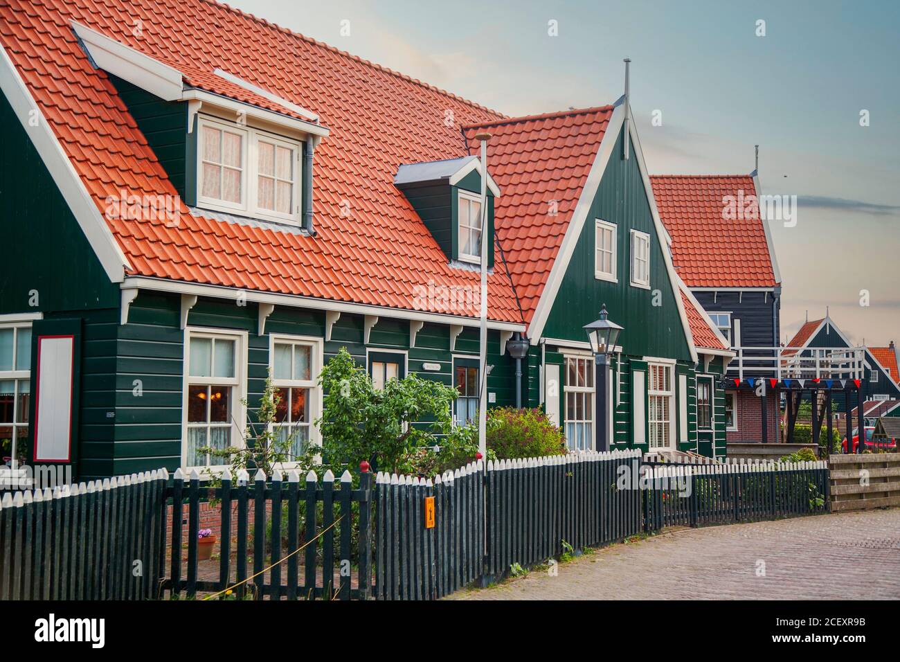 Traditional houses in Holland town Volendam, Netherlands Stock Photo ...