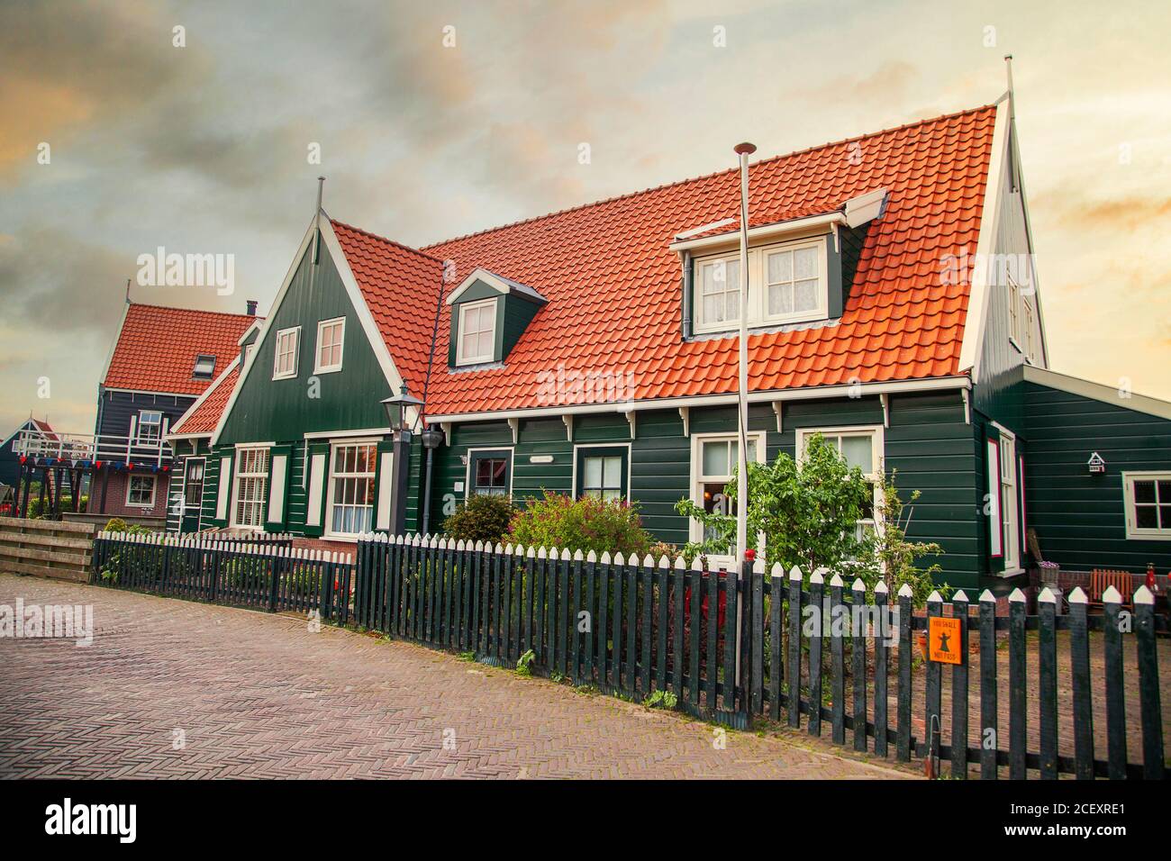 Traditional houses in Holland town Volendam, Netherlands Stock Photo ...