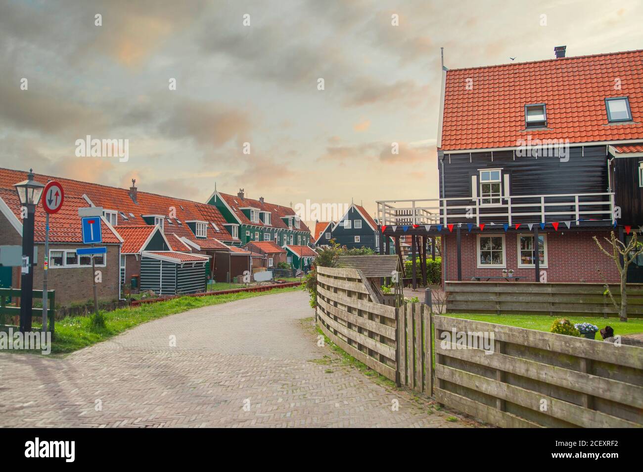 Traditional houses in Holland town Volendam, Netherlands Stock Photo ...